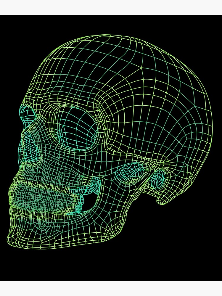 "DIGITAL SKULL - GREEN DIGITIZED " Art Print by ugbk-tshirts | Redbubble