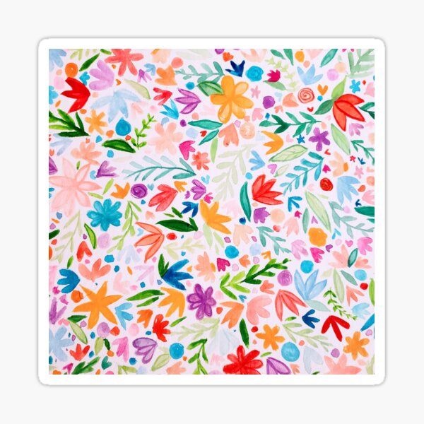 "Happy little flowers" Sticker by Grenouilllle | Redbubble