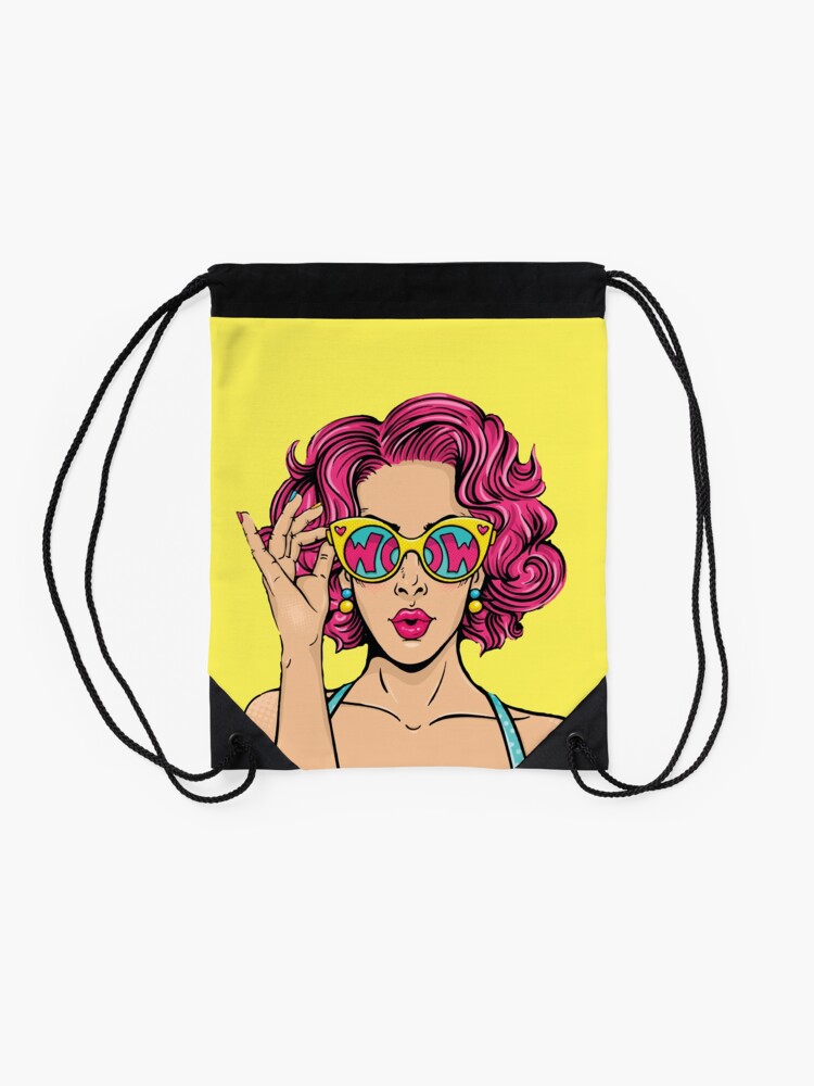 "Fashionista Pop Art Style" Drawstring Bag by amethystdesign | Redbubble