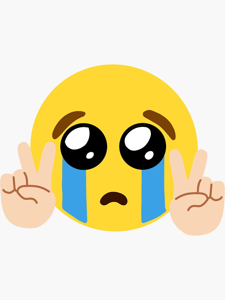 "Crying Peace Sign Emoji" Sticker by Shannon2019 | Redbubble