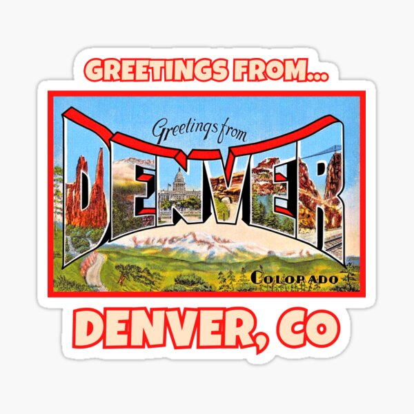"Denver Colorado Postcard Art, Greetings From Denver" Sticker for Sale ...