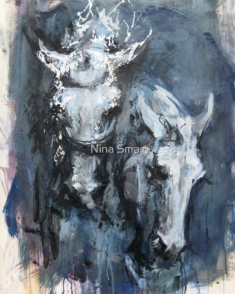 "Draught Horses - Sketch in Paint" by Nina Smart | Redbubble