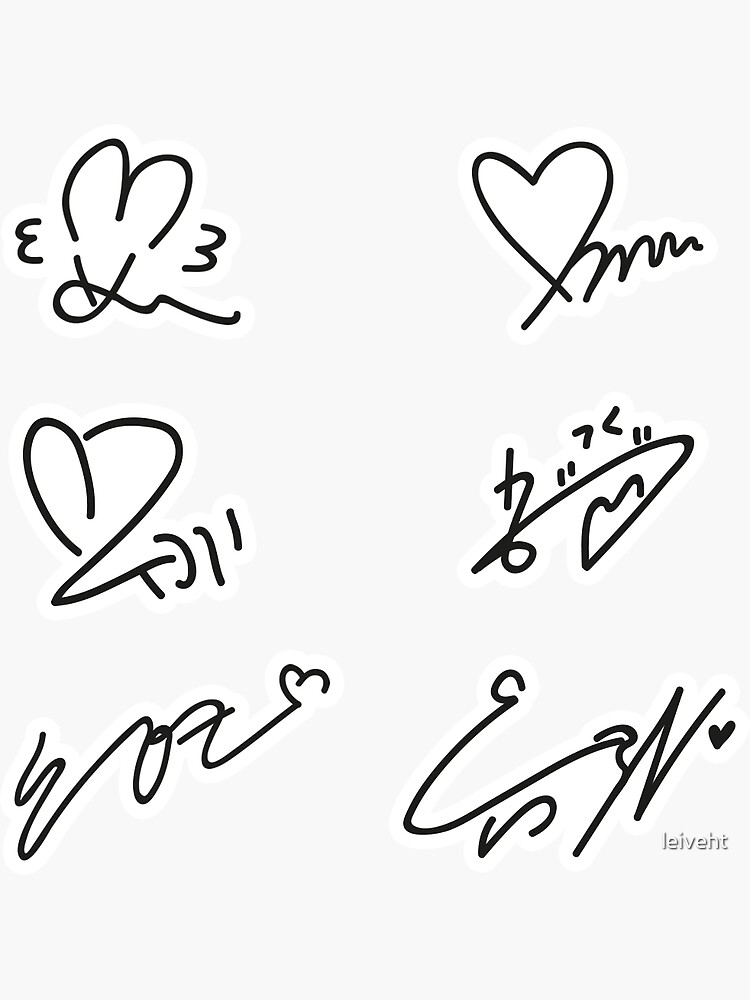 Pegatina «Pegatinas G - IDLE firmas (versión blanco y negro)» de ...