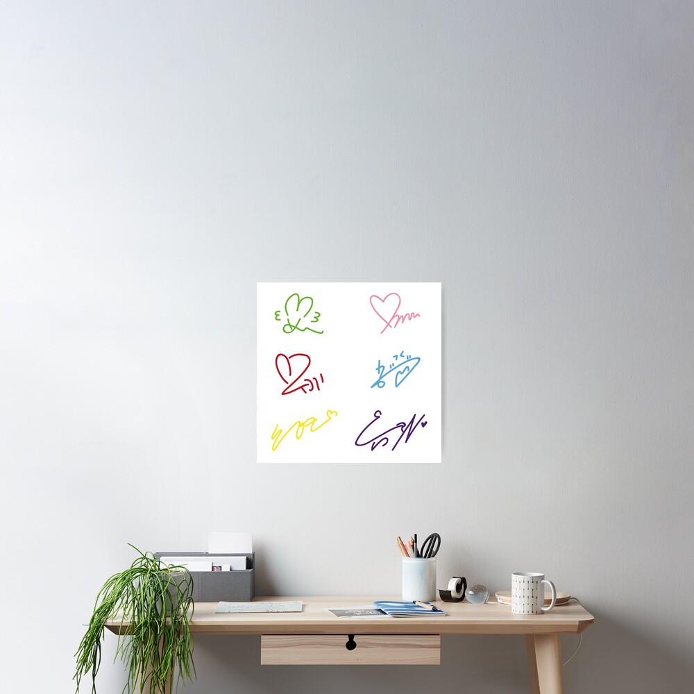 Póster «Pegatinas G - IDLE firmas (versión color)» de leiveht | Redbubble