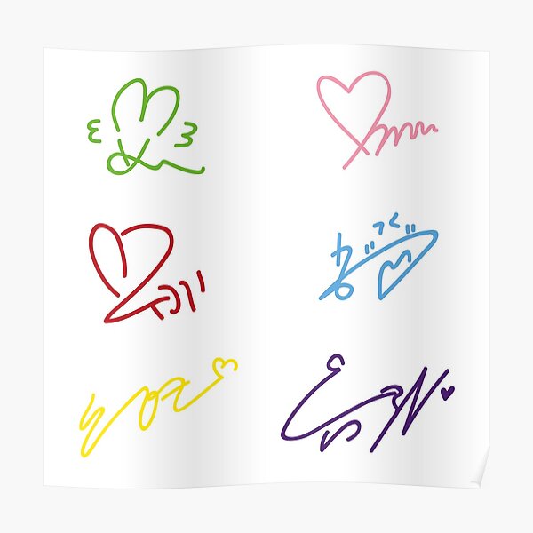 "G - IDLE signatures stickers (color ver.)" Poster by leiveht | Redbubble