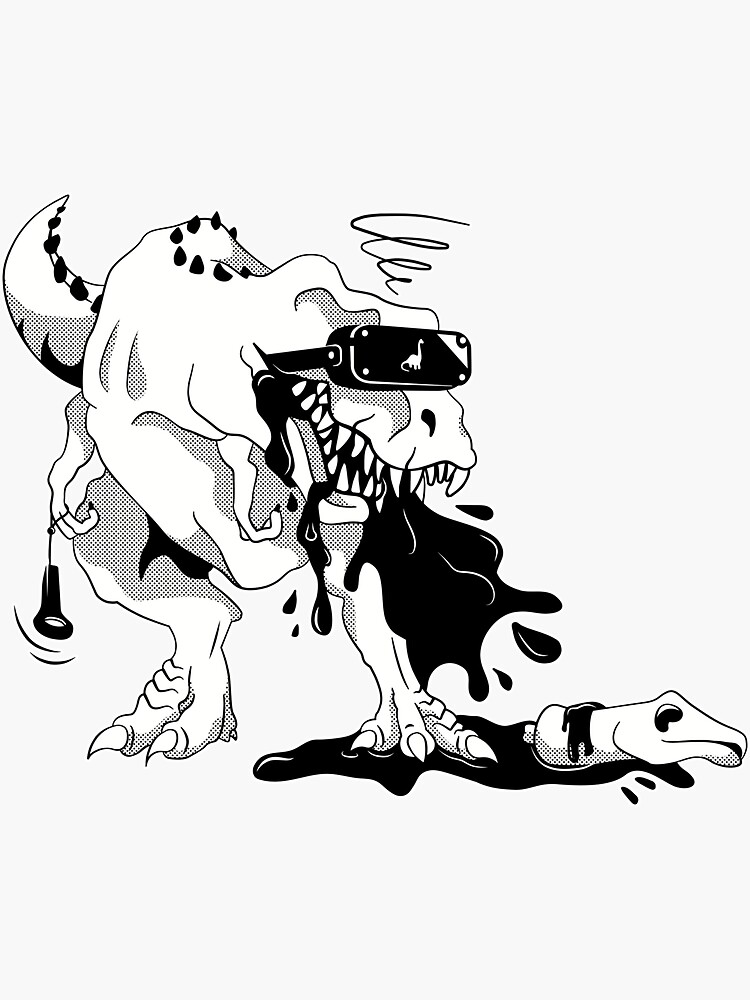 "Tomi's Puking VR T-Rex" Sticker by MakingPeace | Redbubble