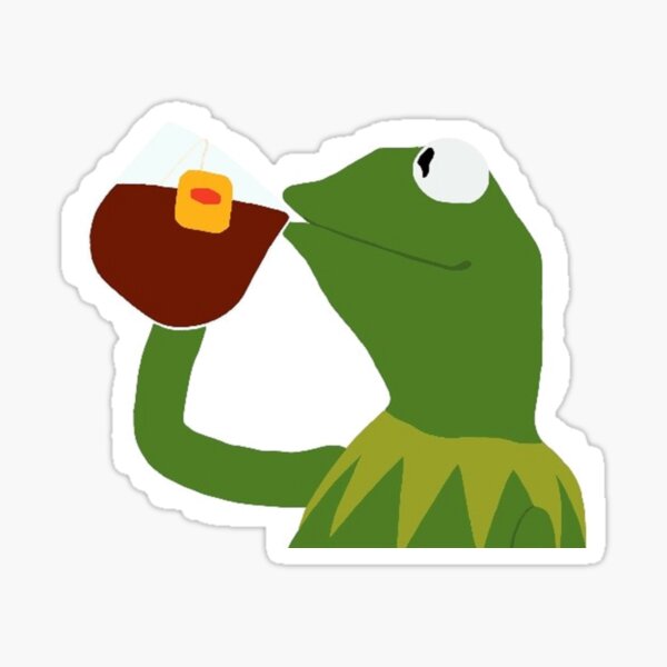 "Kermit sipping tea" Sticker for Sale by Lizbxg | Redbubble