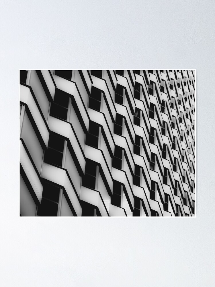 "Black and White Abstract Building" Poster by inspiredphotos | Redbubble