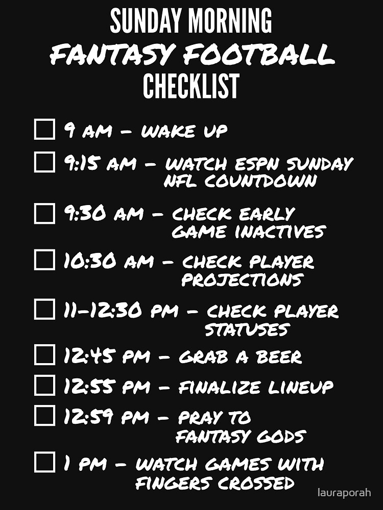 "Fantasy Football Checklist" Essential T-Shirt for Sale by lauraporah ...