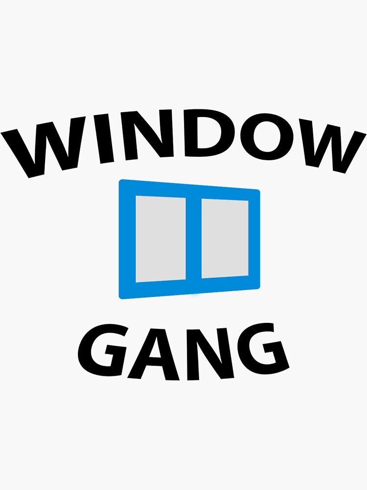 "Window Gang Arched Text" Sticker by LostAndFoundTV | Redbubble