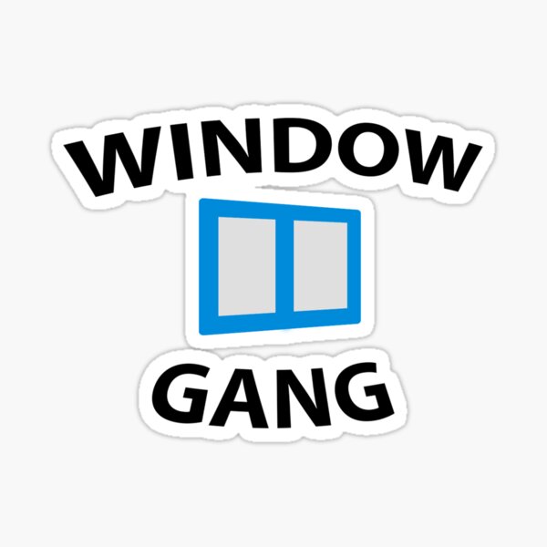 "Window Gang Arched Text" Sticker by LostAndFoundTV | Redbubble