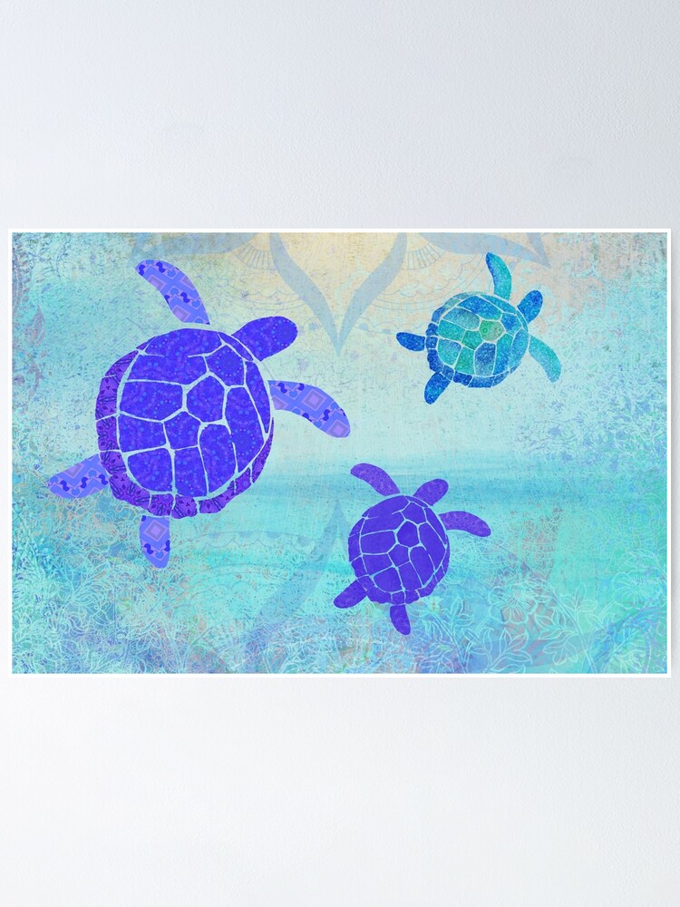 "Sea turtles, ocean vibe " Poster for Sale by suezart | Redbubble