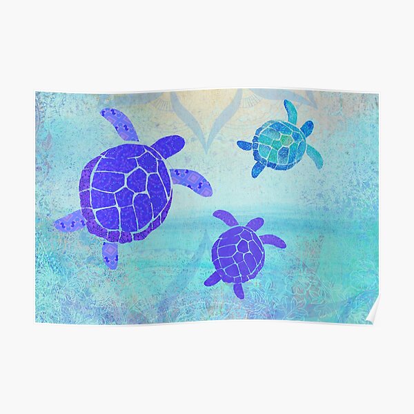 "Sea turtles, ocean vibe " Poster for Sale by suezart | Redbubble