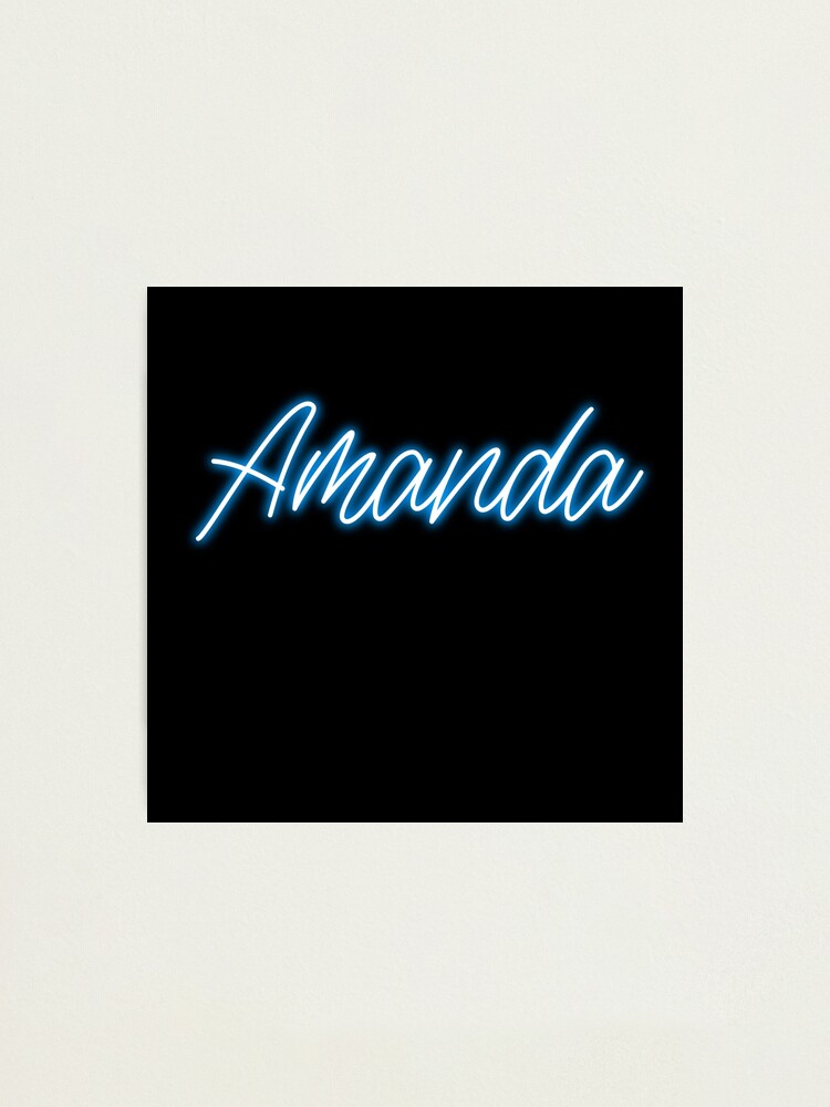 Lámina fotográfica «Copia de Amanda letrero de neón luces de neón azul ...