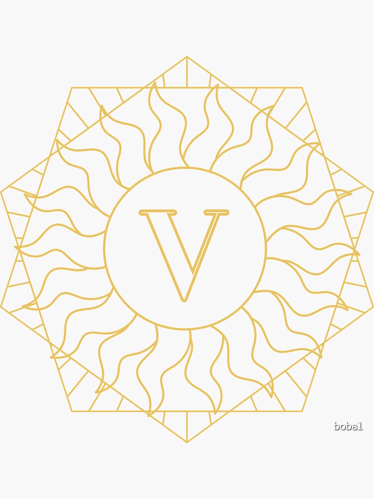 "Celestial Sun V Initial" Sticker for Sale by boba1 | Redbubble