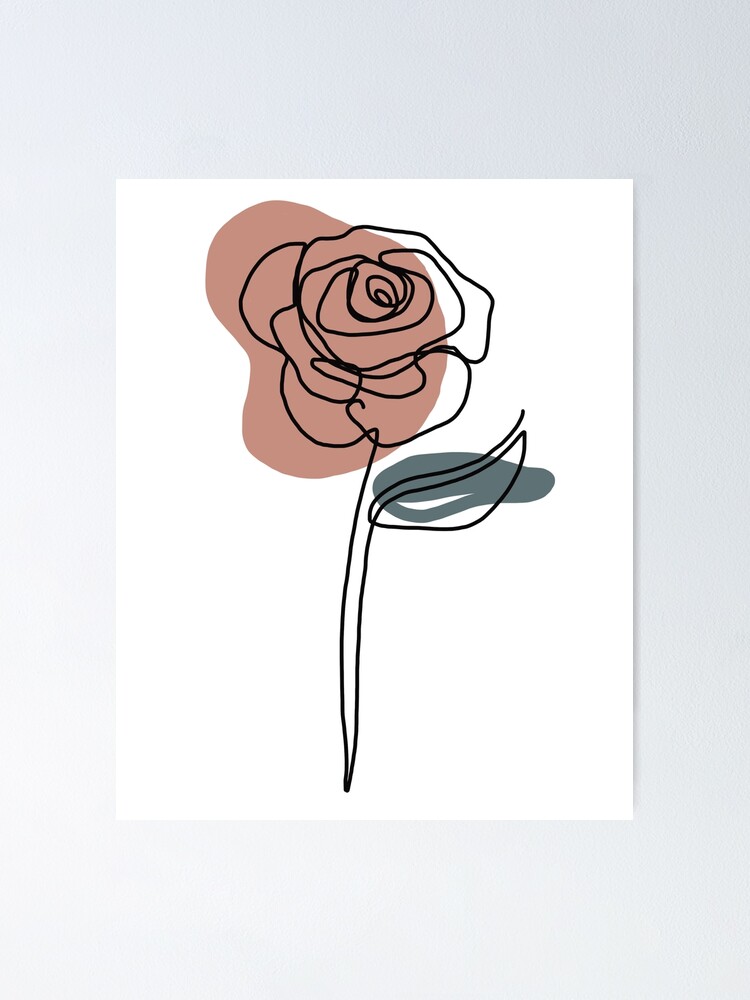 "Dusky Blush Rose Line Art" Poster by Pinkmagenta | Redbubble