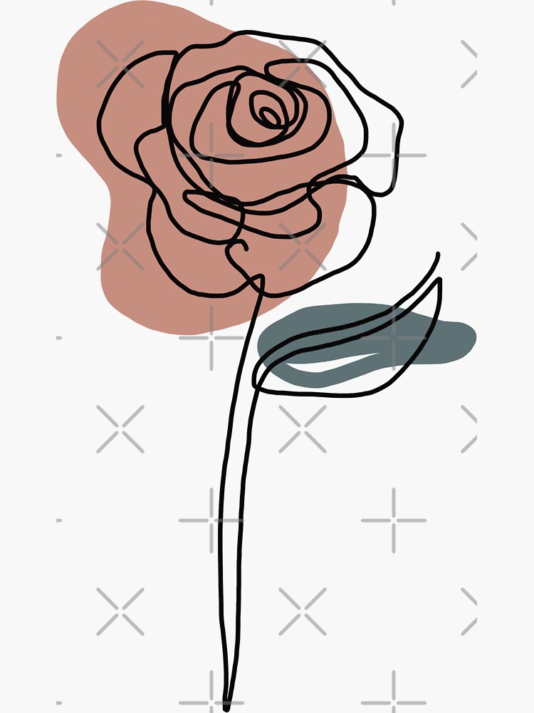 "Dusky Blush Rose Line Art" Sticker for Sale by Pinkmagenta | Redbubble