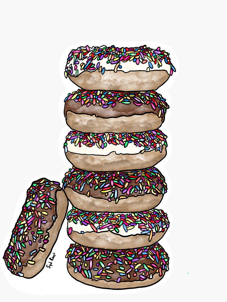 "Donut stack drawing" Sticker by sydroost | Redbubble