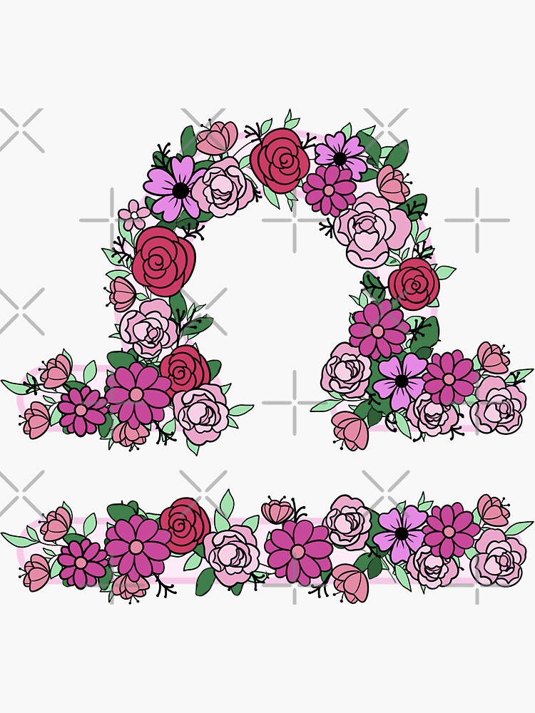 "cute aesthetic floral libra symbol" Sticker for Sale by Pbanjelly ...