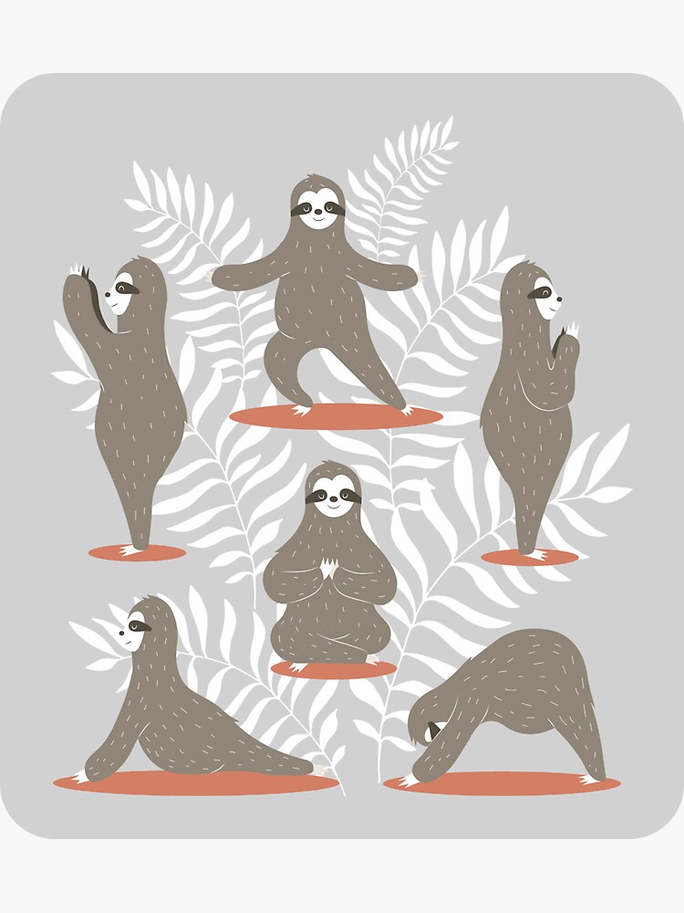 "Cute Sloths Doing Yoga" Sticker for Sale by cutenfunny | Redbubble