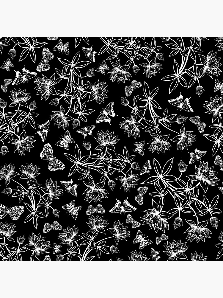 Póster «Mariposas y flores en blanco y negro» de Meson1 | Redbubble