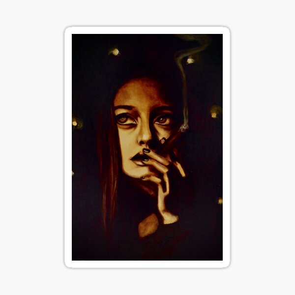 "Smoking Girl " Sticker for Sale by Auryn1979 | Redbubble