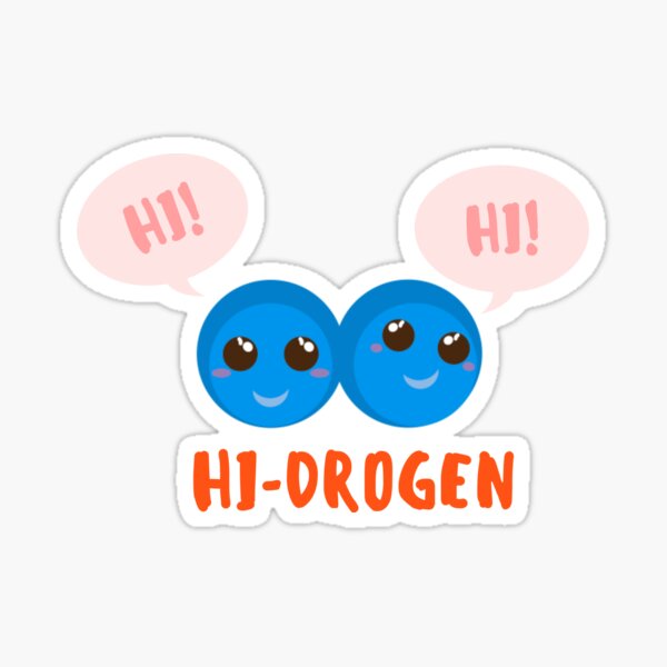 "Hydrogen H2 Molecule Cute Cartoon Says Hi " Sticker for Sale by ...