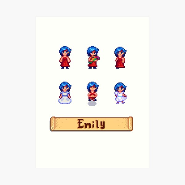 "Stardew Valley Sprites - Emily" Art Print by kathdvd | Redbubble