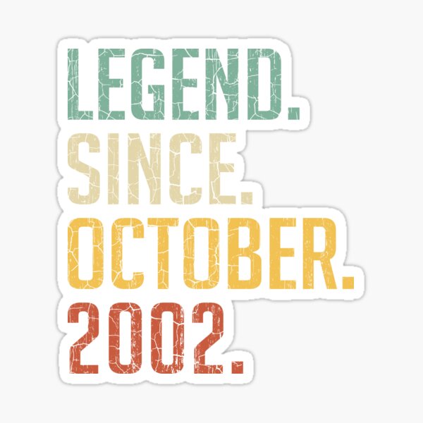 "Legend Since October 2002 18th Birthday Gift 18 Years Old Vintage ...