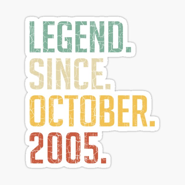 "Legend Since October 2005 15th Birthday Gift 15 Years Old Vintage ...