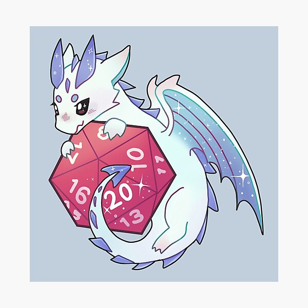 "Kawaii Dice Dragon" Photographic Print by Devious-Monster | Redbubble