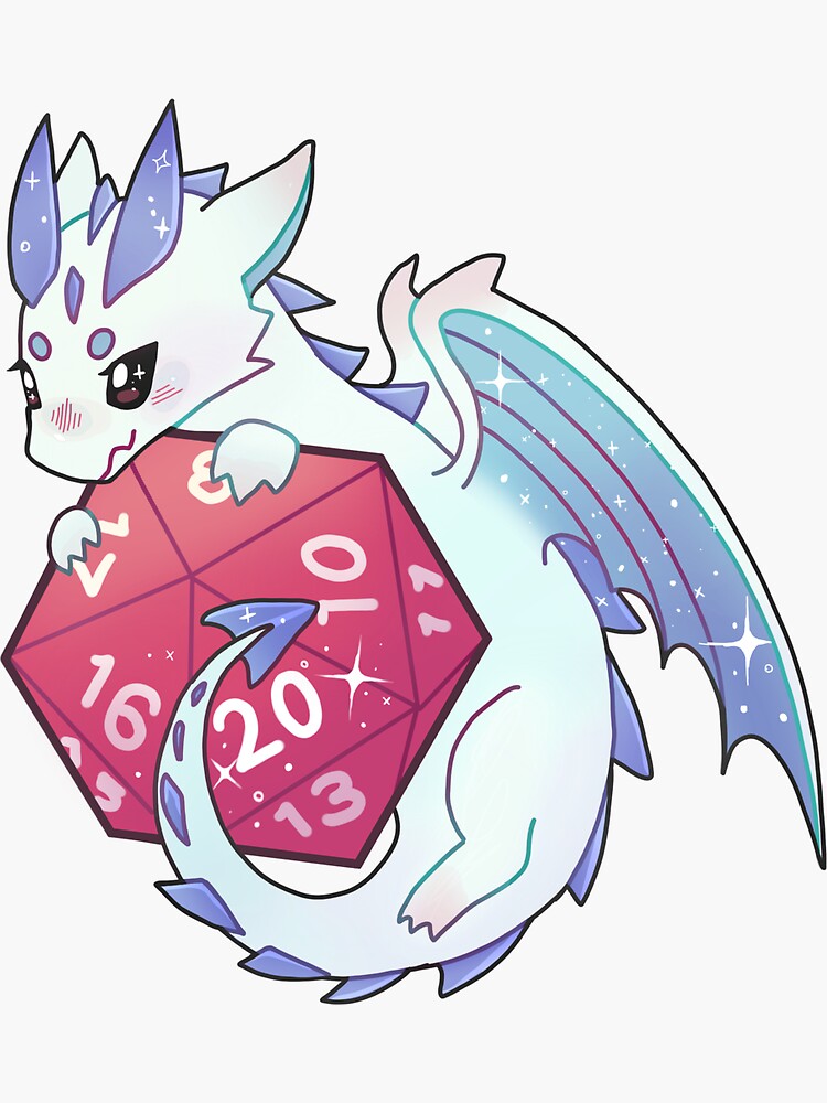 "Kawaii Dice Dragon" Sticker for Sale by Devious-Monster | Redbubble
