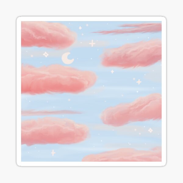 "Aesthetic pink clouds with stars in the sky" Sticker for Sale by ...