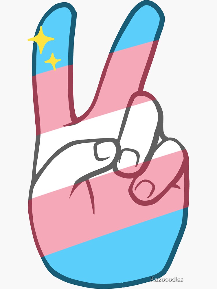 "Pride Peace Sign Design (Transgender)" Sticker by Kazooodles | Redbubble