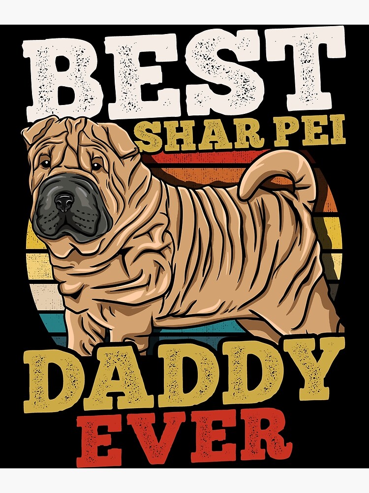 Póster «Shar Pei Perro Papá Papá Día del padre Retro» de Mealla | Redbubble