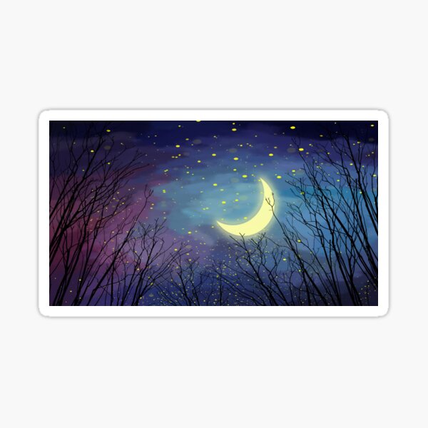 "Starry night moon" Sticker by Asura-Designs | Redbubble