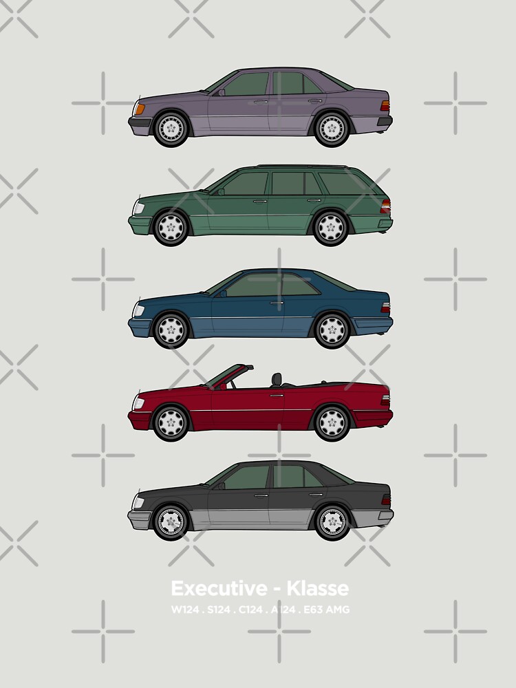 "W124 S124 C124 A124 & E63 Classic Car Collection" T-shirt for Sale by ...