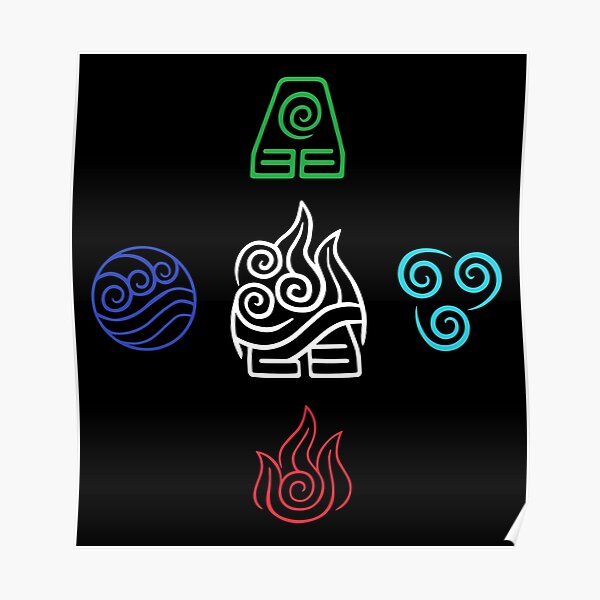"Avatar 5 Elements - Symbols" Poster for Sale by Hipstorium | Redbubble