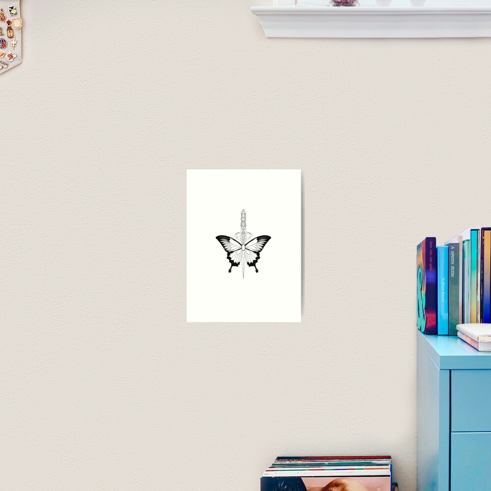 "Butterfly Dagger Tattoo Design " Art Print by HelenaMorpho | Redbubble
