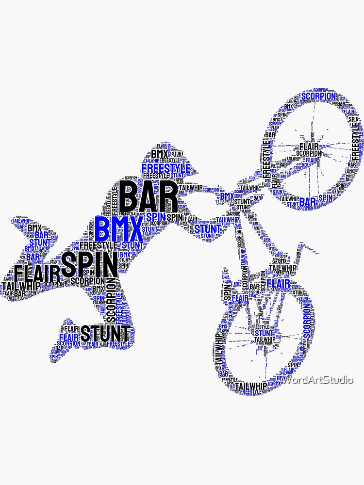 "Bicycle Stunt Word Art" Sticker for Sale by WordArtStudio | Redbubble