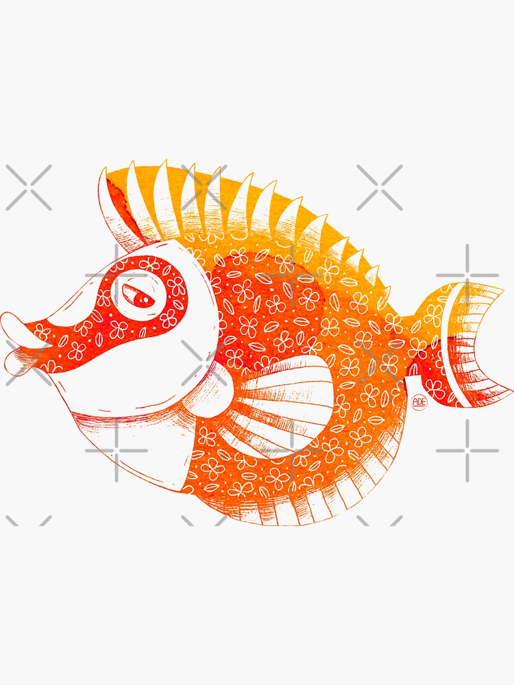 "Punk fish (color)" Sticker by adeillustrator | Redbubble
