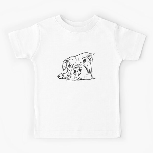 "Pit Bull Drawing, Pittie Drawing, Pit Bull Sketch, Bulldog" Kids T ...