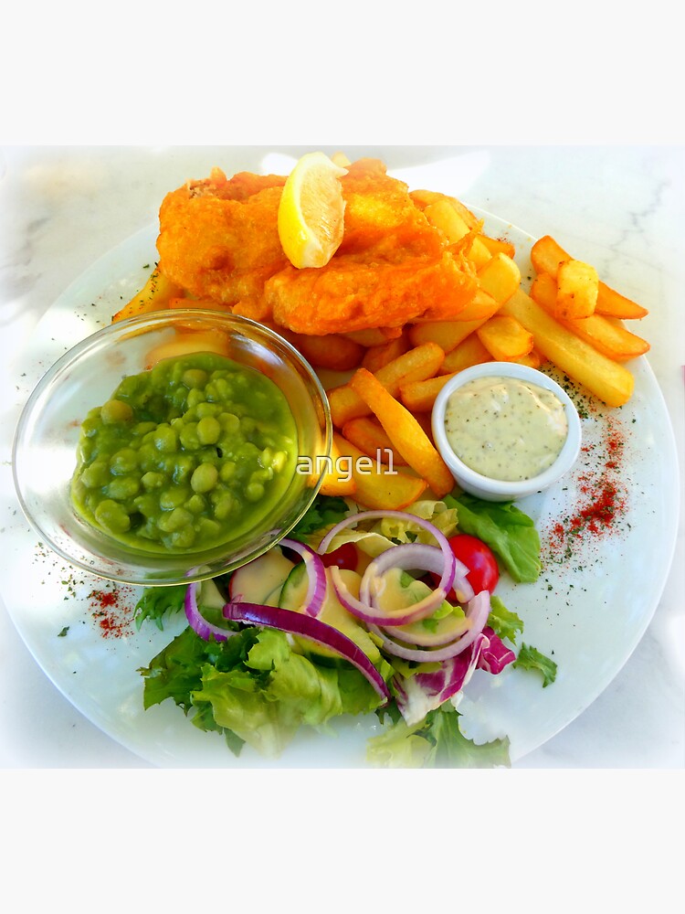 "Hand battered cod, with chips and mushy peas at L'Auberge du Noyer ...