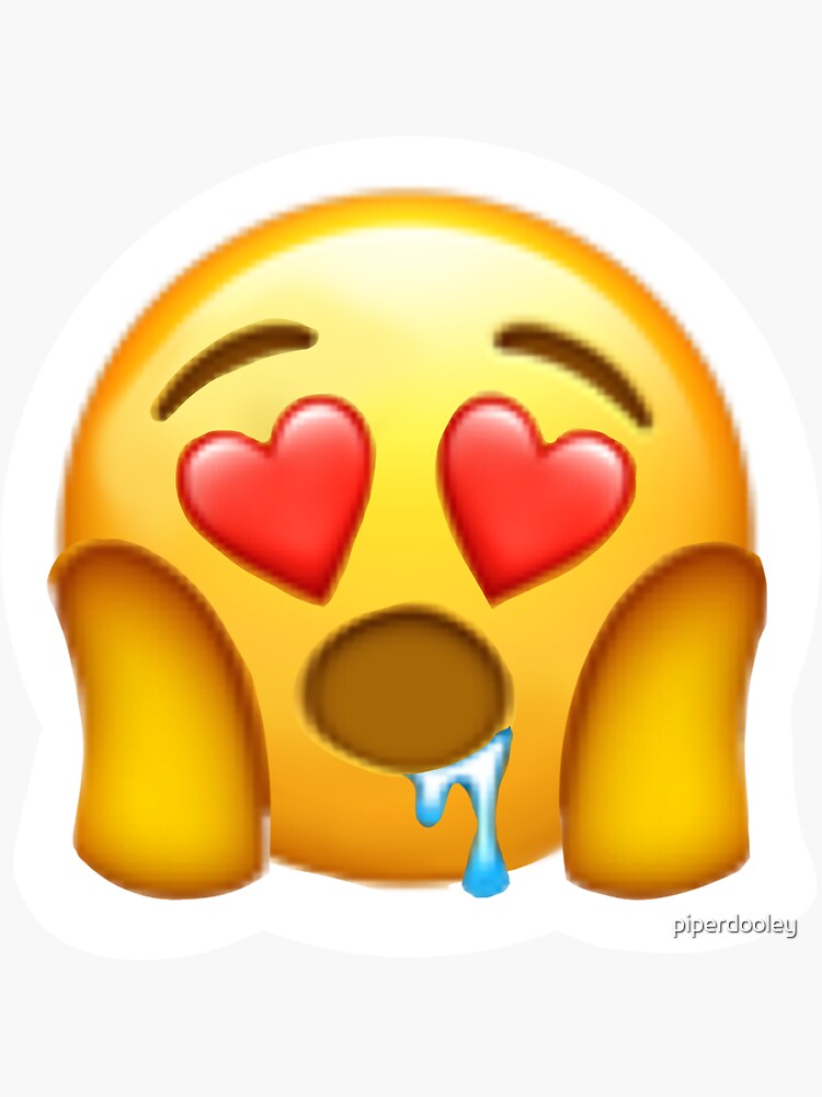 "Blushing Drooling Heart Eyes Emoji" Sticker for Sale by piperdooley ...