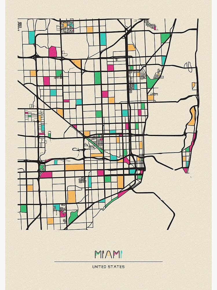 Póster «Mapa de calles de Miami, Florida» de geekmywall | Redbubble