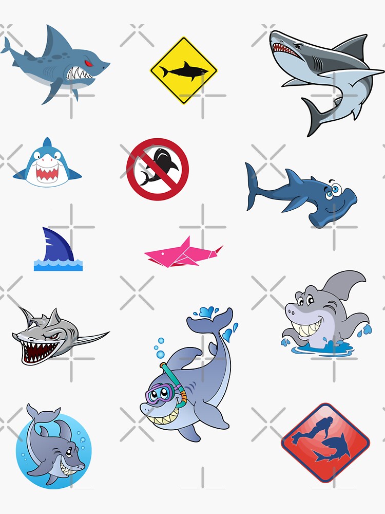 "Cute shark children’s sticker pack " Sticker by Tatt-Hooligans | Redbubble