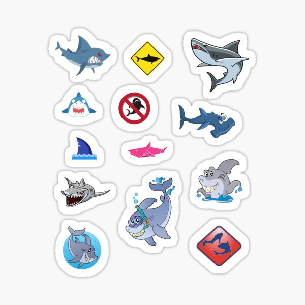"Cute shark children’s sticker pack " Sticker by Tatt-Hooligans | Redbubble