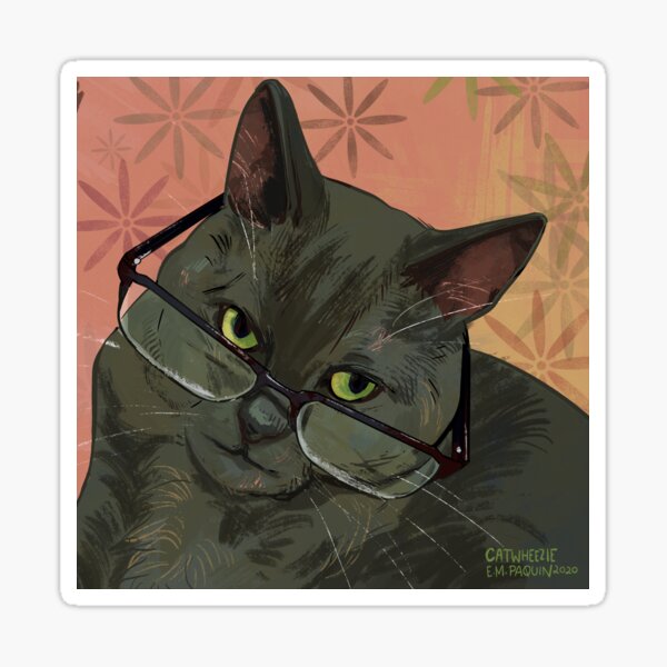 "Dad Cat: daily cat drawing 50" Sticker for Sale by emwheezie | Redbubble