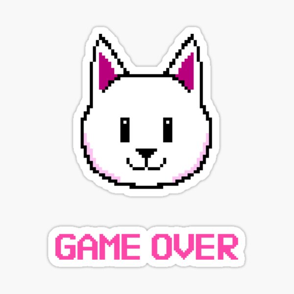 "Game Over Retro 8-bit Cat" Sticker by up4tee | Redbubble