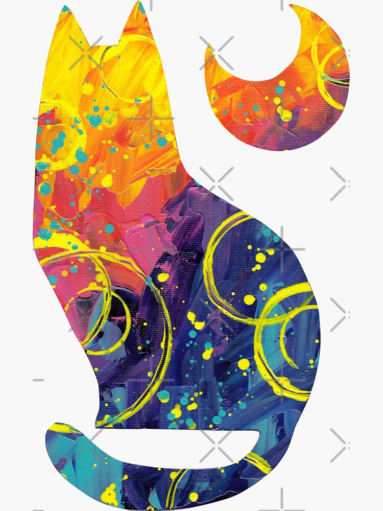 "Abstract Colorful Rainbow Cat" Sticker by kattvalk | Redbubble